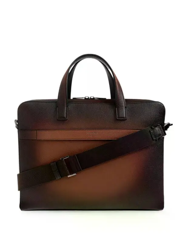 FERRAGAMO Gradient-effect Leather Briefcase - Brown