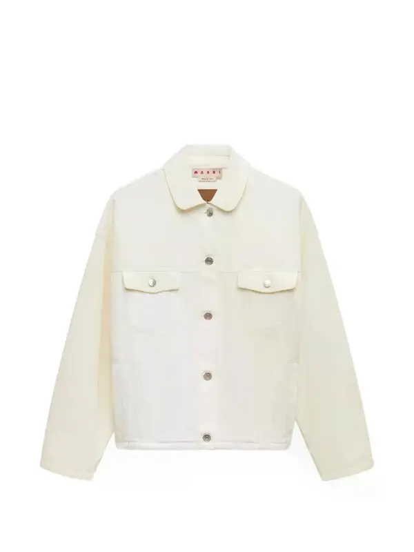 Marni White Denim Jacket With Martingale - Neutrals