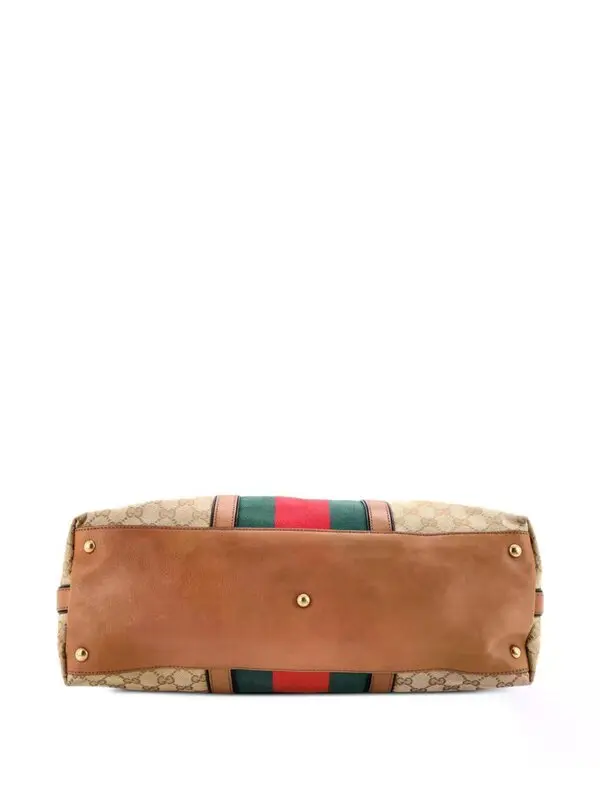 Gucci Rania Convertible Top Handle Bag Web Gg Canvas Medium Tote Bag - Brown