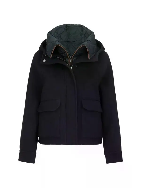 Brunello Cucinelli Hand-crafted Outerwear Jacket In Virgin Wool And Cashmere Double Cloth With Detachable Thermore-padded Vest - Blue