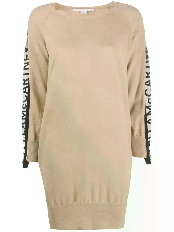 Stella McCartney Logo Stripe Knitted Dress - Neutrals