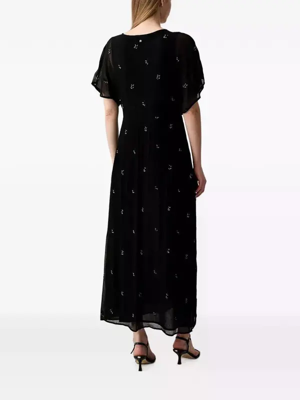 PEDRO DEL HIERRO Beaded V-neck Midi Dress