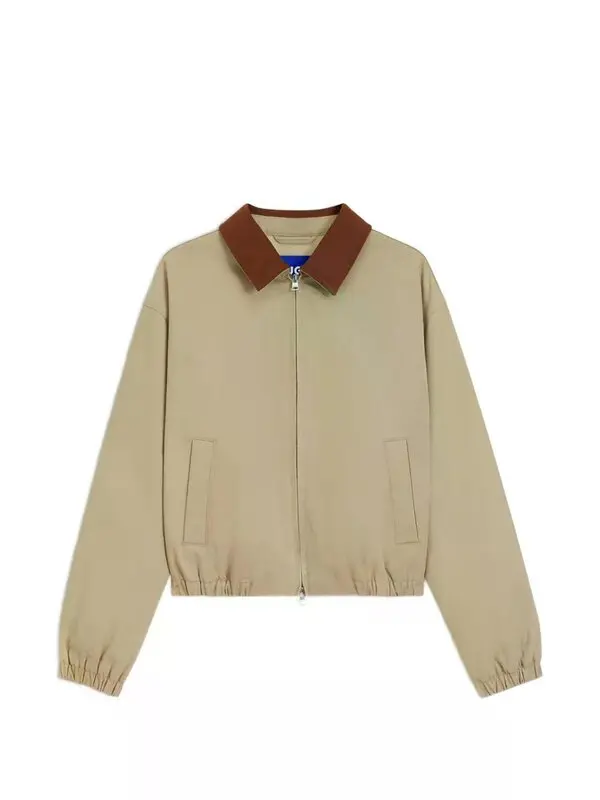 Hugo Falter-1_b Stretch-cotton Jacket With Contrast Corduroy-collar - Neutrals
