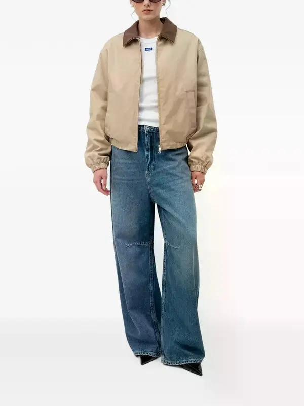Hugo Stretch Cotton Jacket With Contrast Corduroy Collar