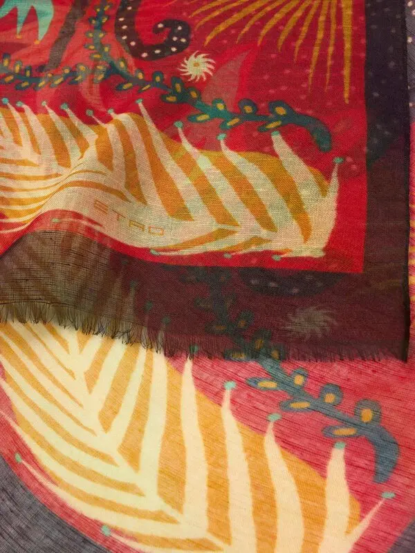 Etro X Tabby Booth Modal-blend Scarf With Placed Print - Red