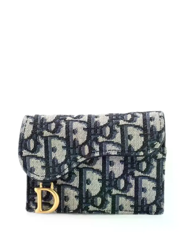 Dior Saddle 5-gusset Case Oblique Canvas Card Holder - Blue