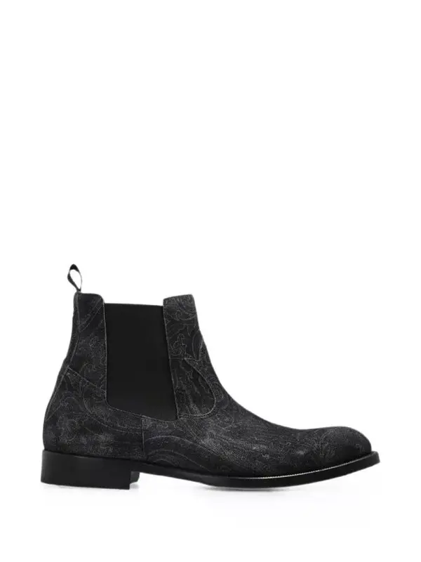 Etro Paisley-print Suede Chelsea Boots - Grey