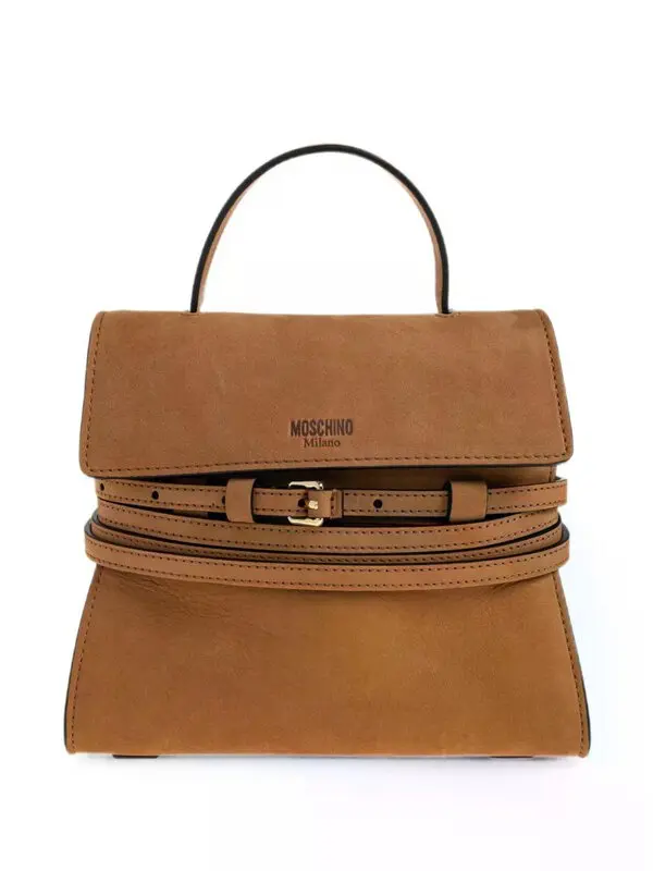 Moschino Small Tie Me Buckle-strap Tote Bag - Brown
