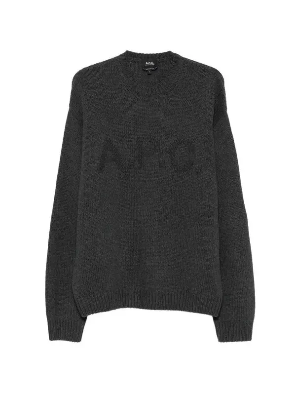 A.p.c. Logo-intarsia Crew-neck Sweater - Grey
