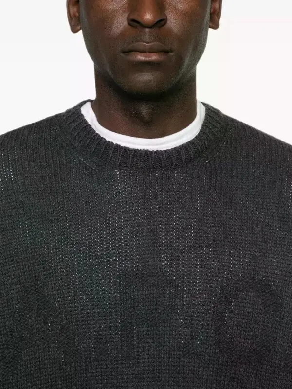 A.p.c. Logo Intarsia Crew Neck Sweater - Grey