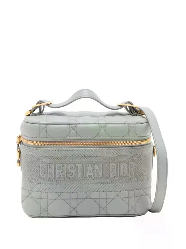 Dior 2000-2026 Small Lambskin Cannage Diortravel Vanity Case Satchel - Blue