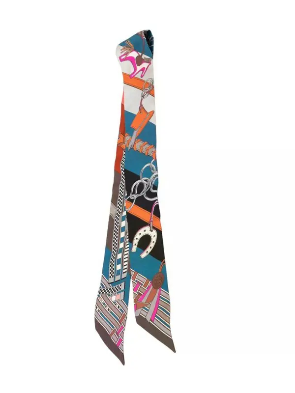Hermès 2010-2018 Brides Et Gris Gris Twilly Silk Scarf Scarves - Blue