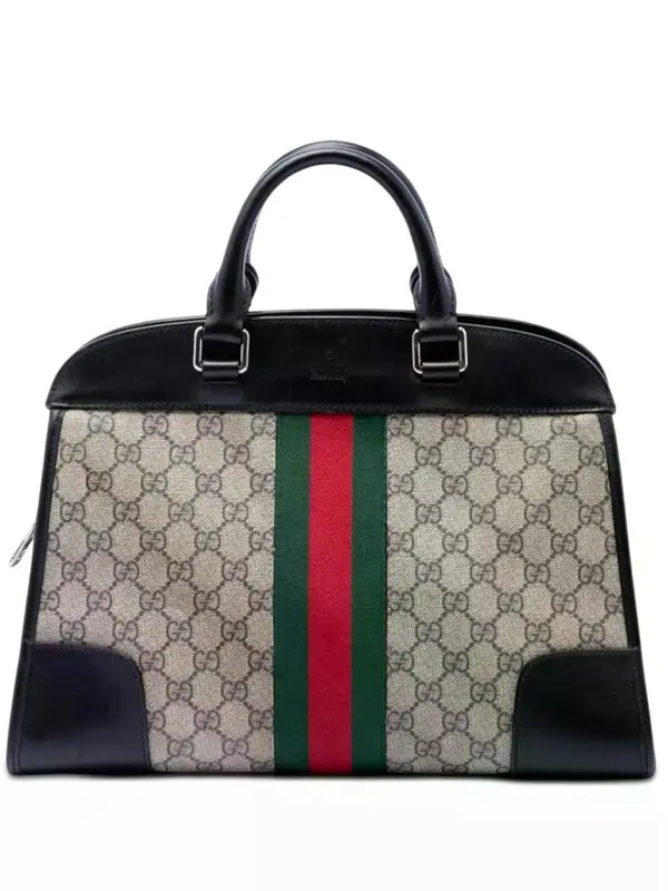 Gucci 2016-2026 Gg Supreme Web Dome Top Handle Bag Satchel - Neutrals