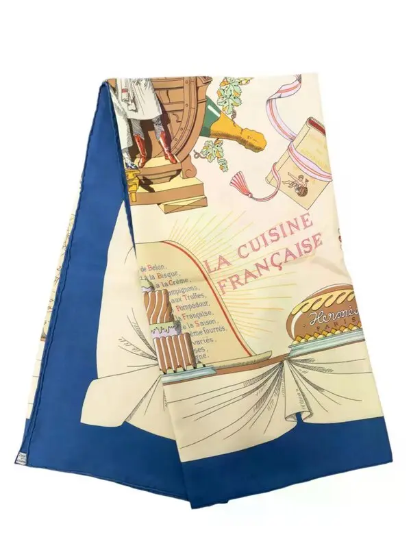 Hermès 2000-2026 A La Gloire De La Cuisine Francaise Silk Scarf 90 Scarves - Blue