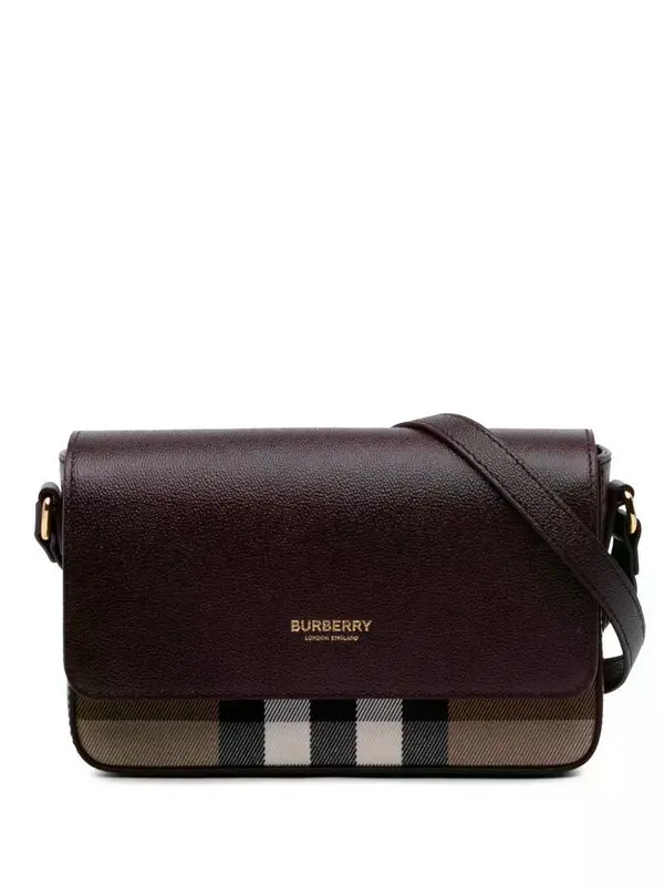Burberry 2000-2017 Leather And House Check Canvas Hampshire Crossbody Bag - Red