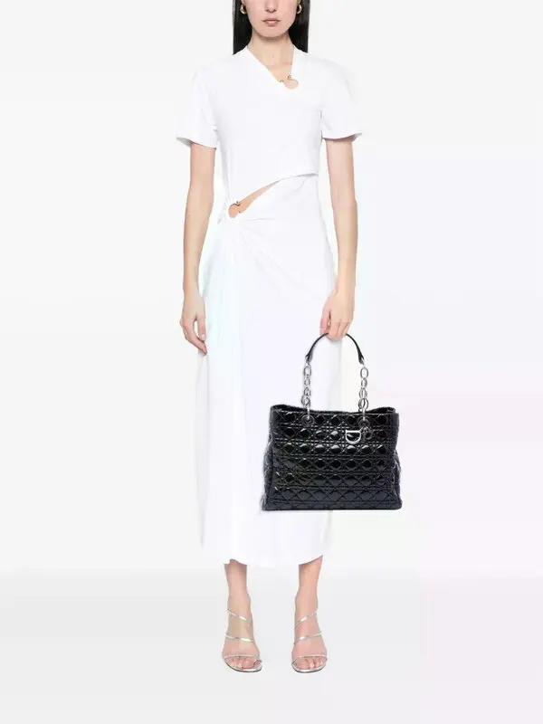 Dior 2011 Large Patent Cannage Lady Soft Shopping Tote Bag - Black