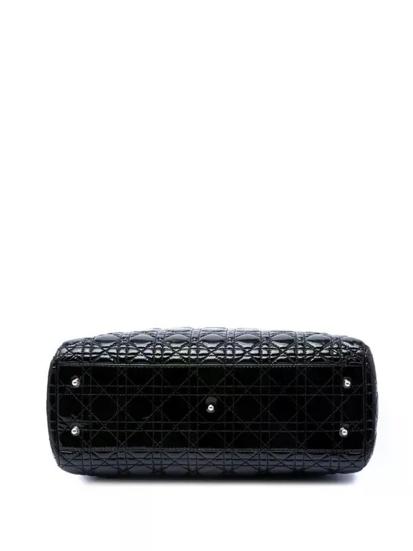 Dior 2011 Large Patent Cannage Lady Soft Shopping Tote Bag - Black