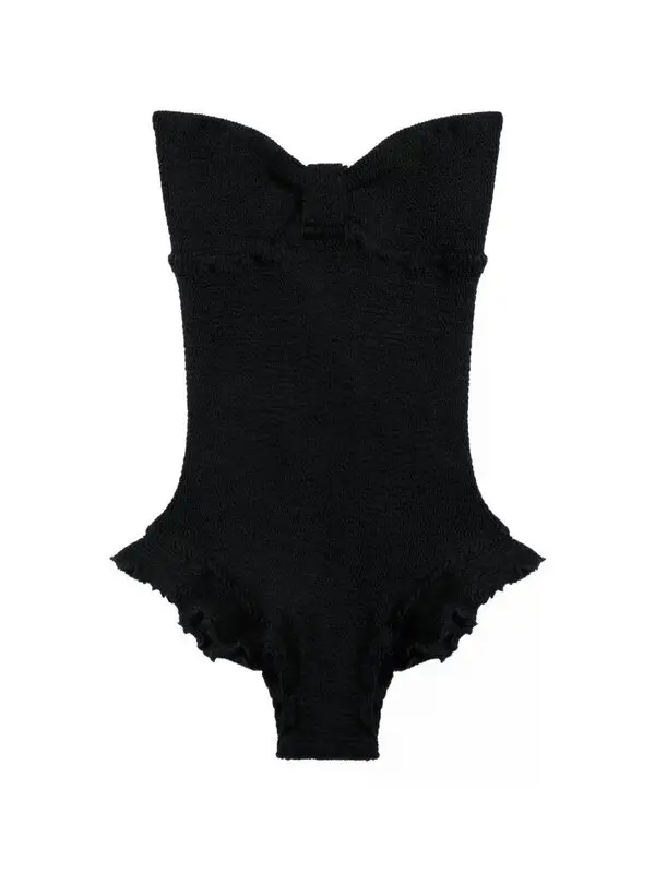 REINA OLGA Laila Crinkled-finish Swimsuit - Black