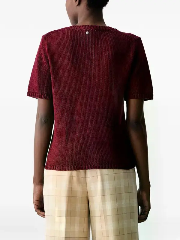 MOS MOSH Mmarin Ribbed-trim Short-sleeved Sweater