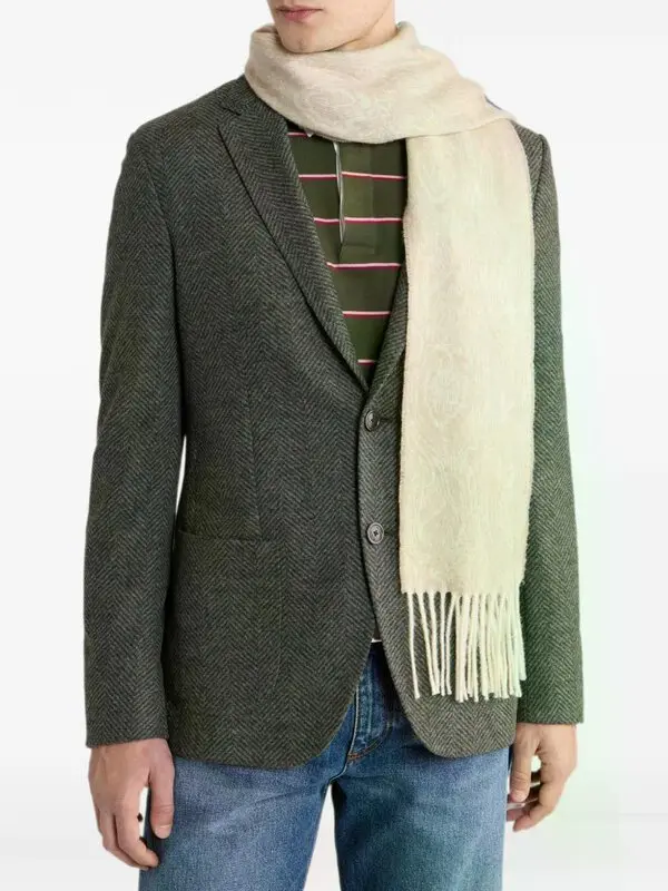 Etro Wool And Cashmere Jacquard Scarf With Arnica Motif - Neutrals