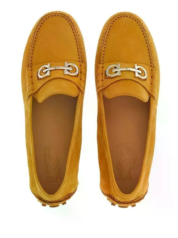 FERRAGAMO Double Gancini Suede Loafers