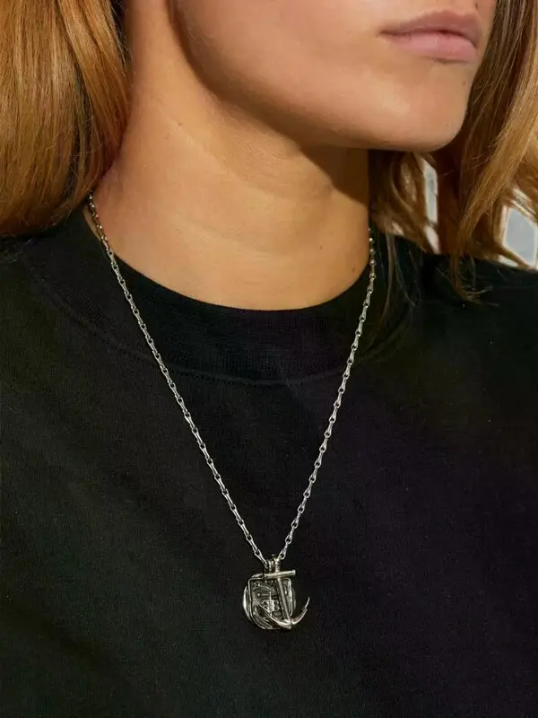 Balenciaga Anchor Crest Logo Necklace