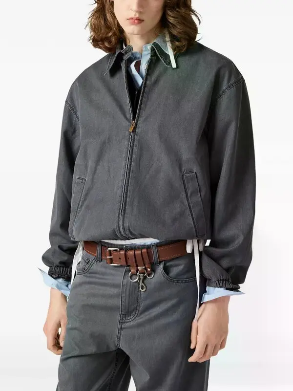 Miu Miu Logo-embroidered Zip-up Jacket