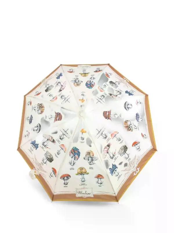 Moschino Mushroom-print Folding Umbrella - Neutrals