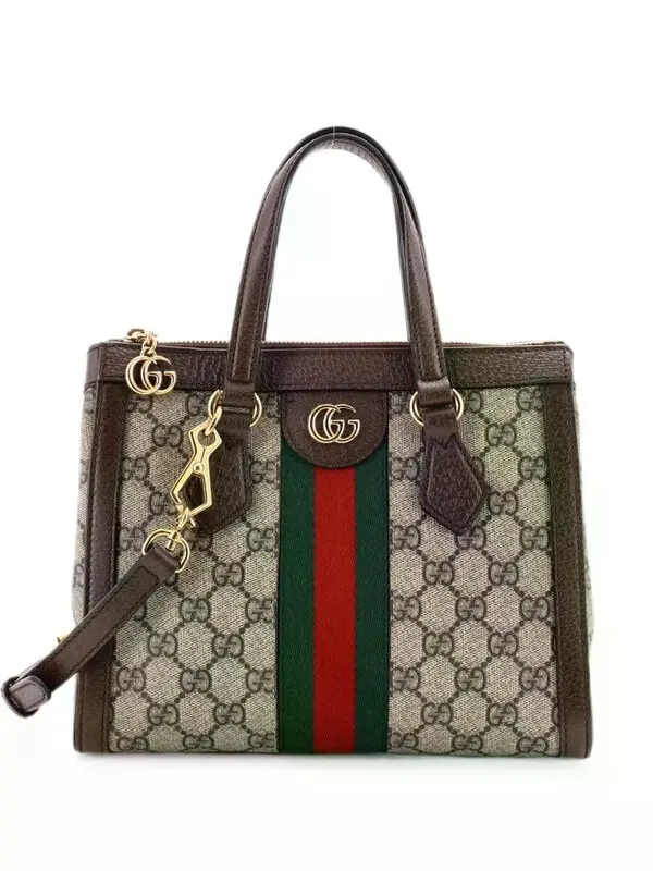Gucci Ophidia Top Handle Gg Coated Canvas Small Tote Bag - Brown