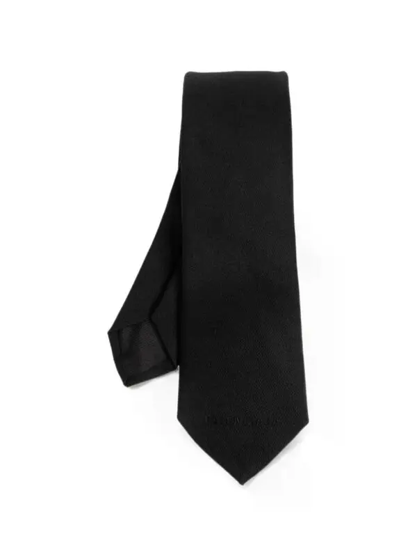 Balenciaga Logo-embroidered Wool Tie - Black