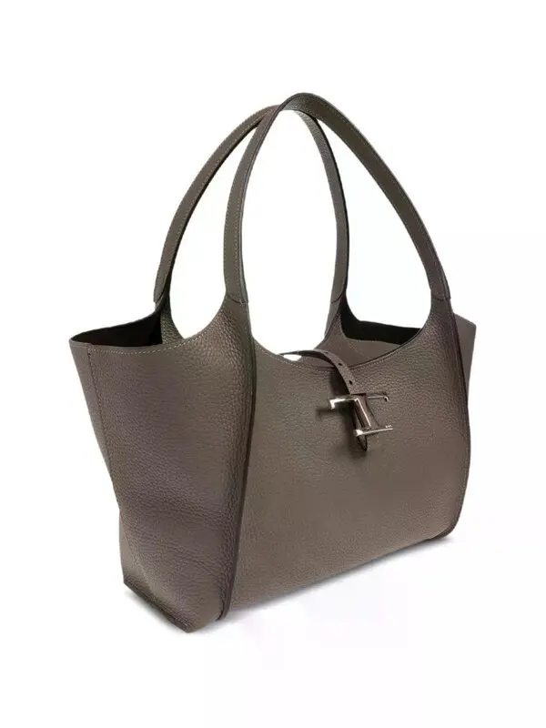 TOD'S Small T Timeless Leather Tote Bag - Grey