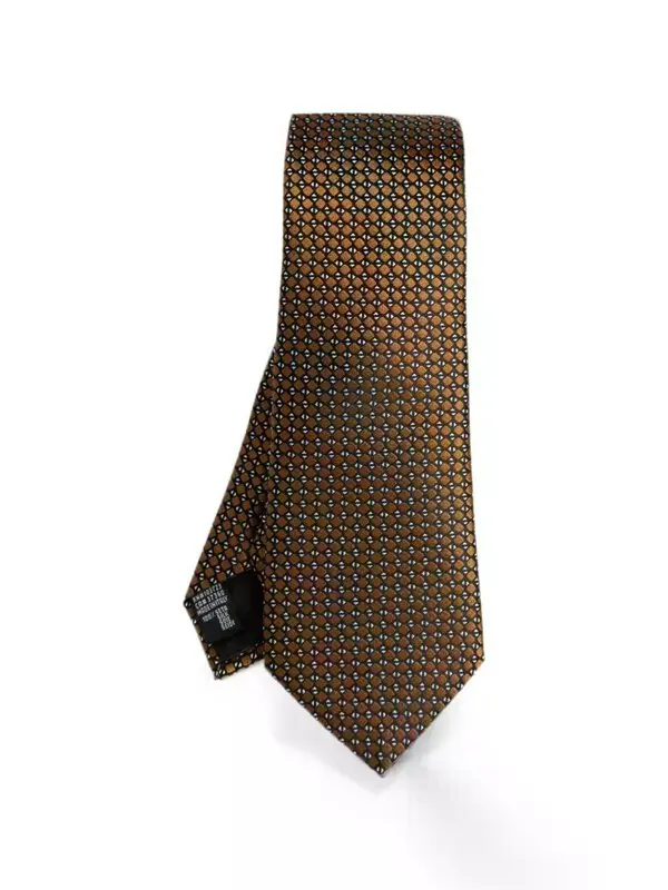 Giorgio Armani Geometric-pattern Silk Tie - Brown
