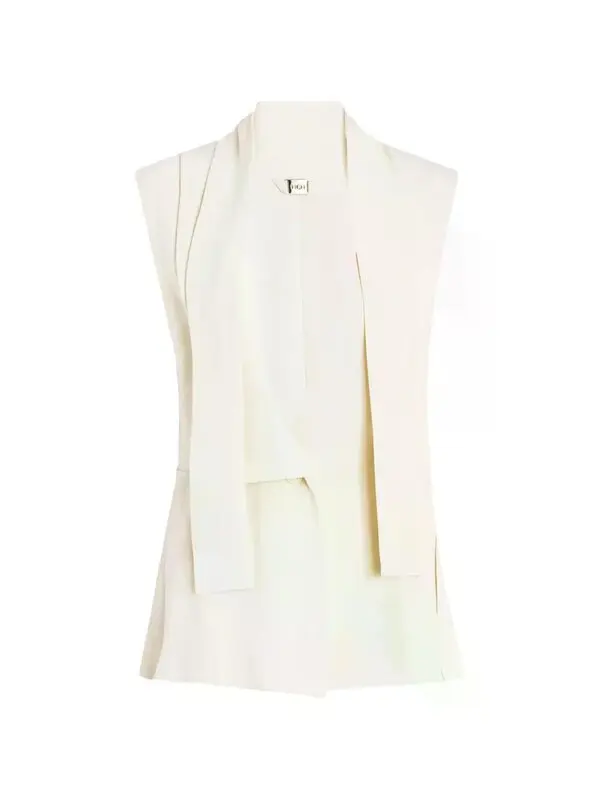 High Clasp Pussy-bow Vest - Neutrals