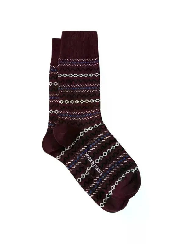 JW Anderson Fairisle Mid-calf Socks - Red