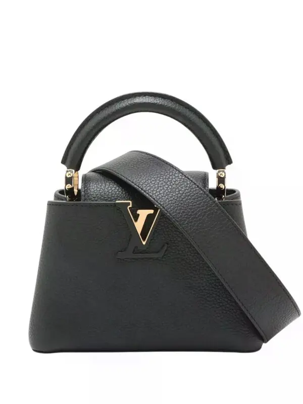 LOUIS VUITTON 2021-2026 Taurillon Mini Capucines Satchel - Black