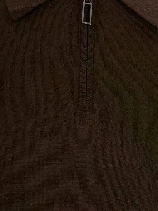 PAOLO PECORA Zip-fastening Long-sleeve Polo Shirt - Brown