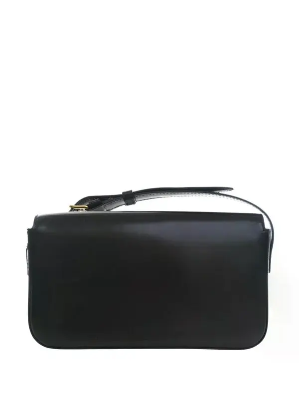 Celine Shiny Calfskin Triomphe Claude Shoulder Bag - Black