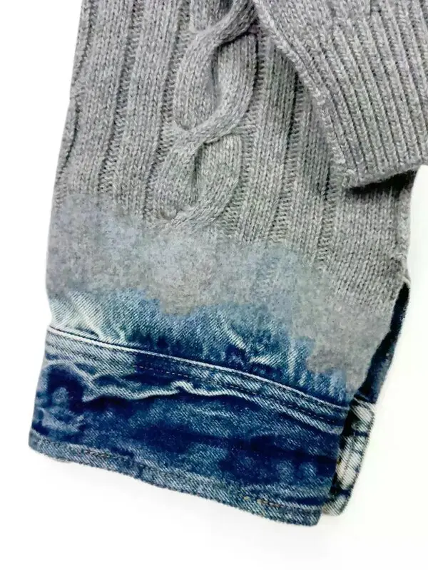 HAIKURE Cable-knit Denim-cuff Sweater
