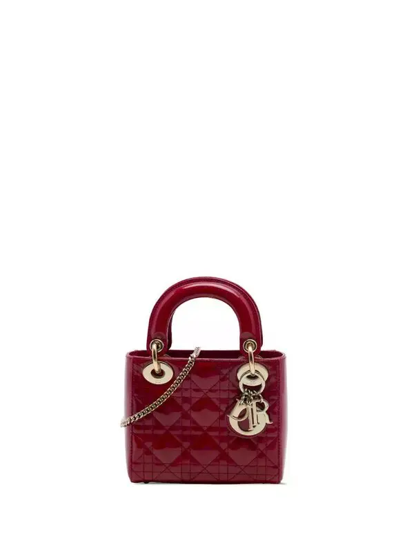 Dior 2018 Mini Patent Cannage Lady Satchel - Red