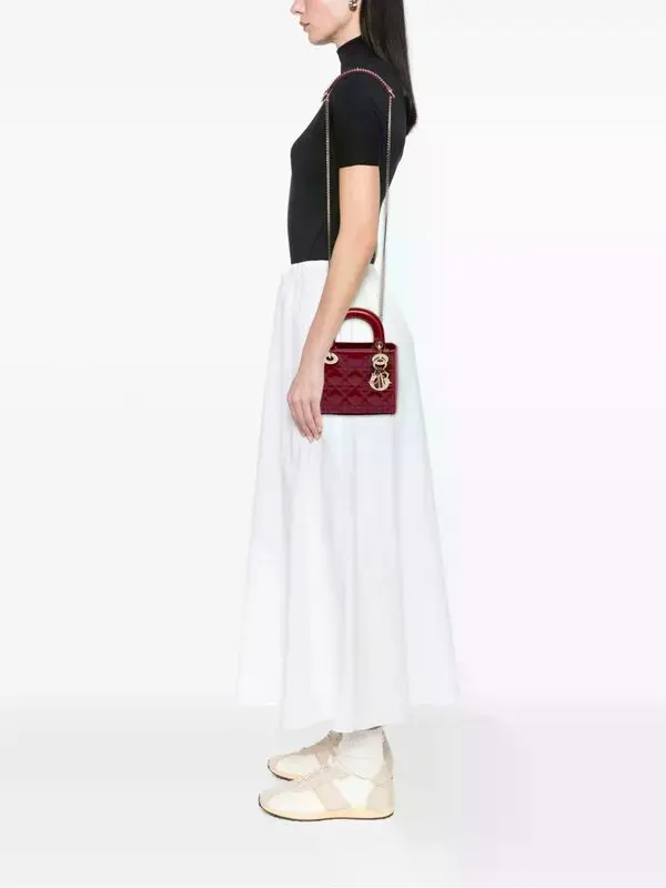 Dior 2018 Mini Patent Cannage Lady Satchel - Red