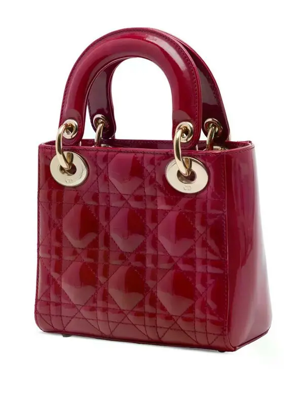Dior 2018 Mini Patent Cannage Lady Satchel - Red