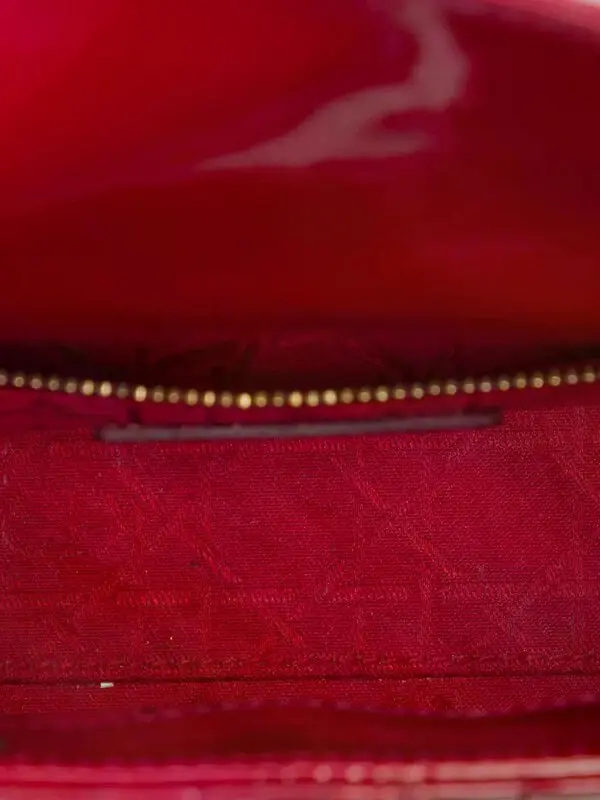 Dior 2018 Mini Patent Cannage Lady Satchel - Red