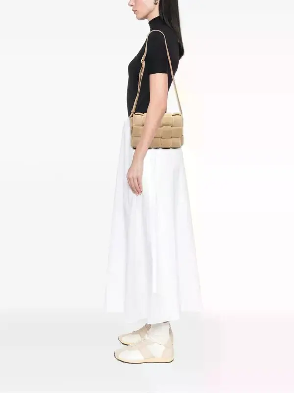 Bottega Veneta 2012-2026 Suede Intrecciato Padded Cassette Crossbody Bag - Neutrals