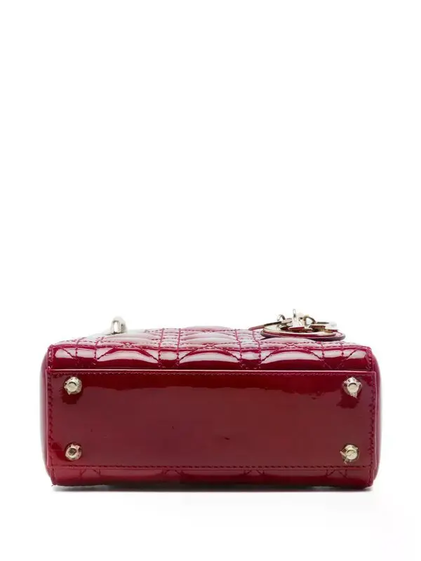 Dior 2017 Mini Patent Cannage Lady Satchel - Red
