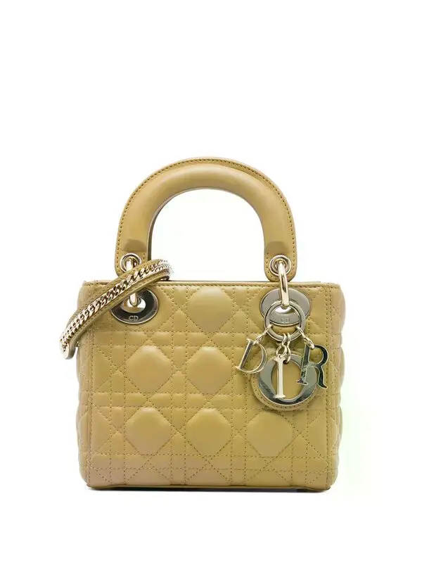 Dior 2019 Mini Lambskin Cannage Lady Satchel - Brown