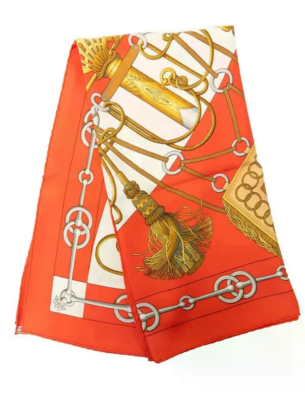 Hermès 1986-2011 Cliquetis Silk Scarf 90 Scarves - Red