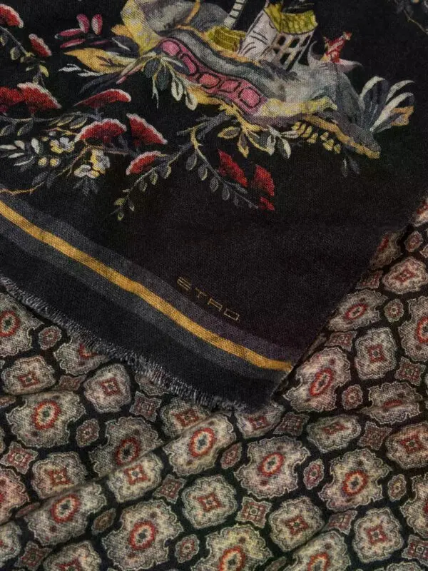 Etro Brushed Wool Scarf With Two Prints