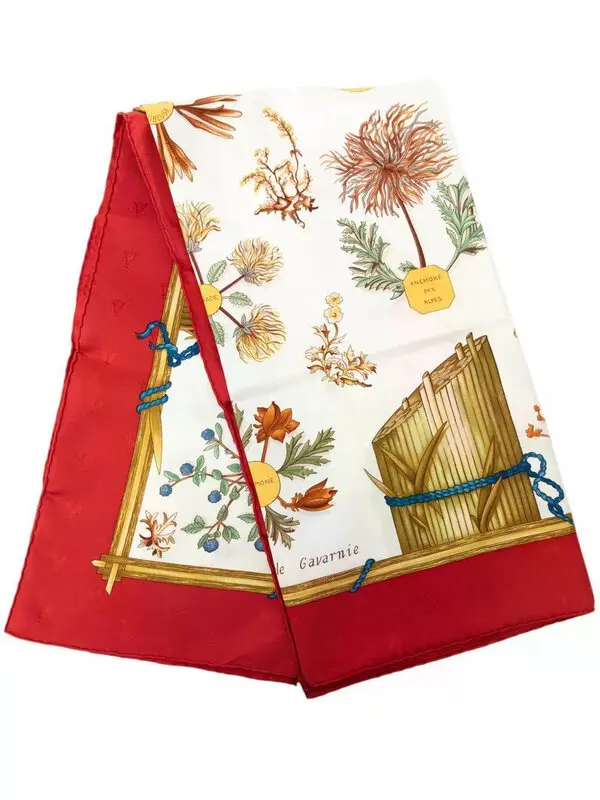 Hermès 1990-2000 Herbier De Gavarnie Silk Scarf 90 Scarves - Red