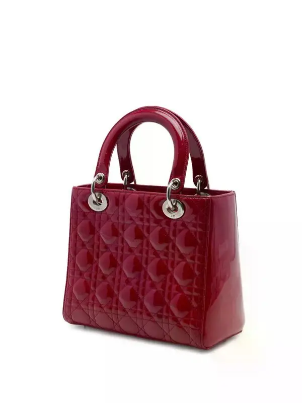 Dior 2012 Medium Patent Cannage Lady Satchel - Red
