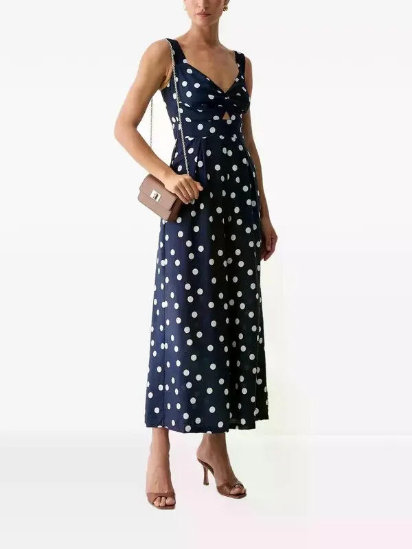 MORGAN Polka-dot Twist-detail Jumpsuit - Blue